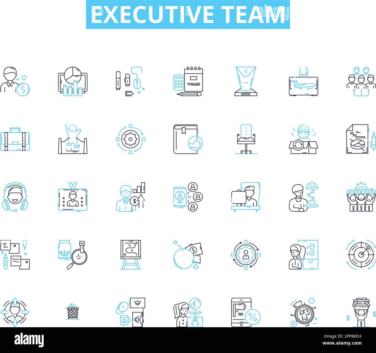 Executive team linear icons set. Leadership, Decision-making, Vision ...