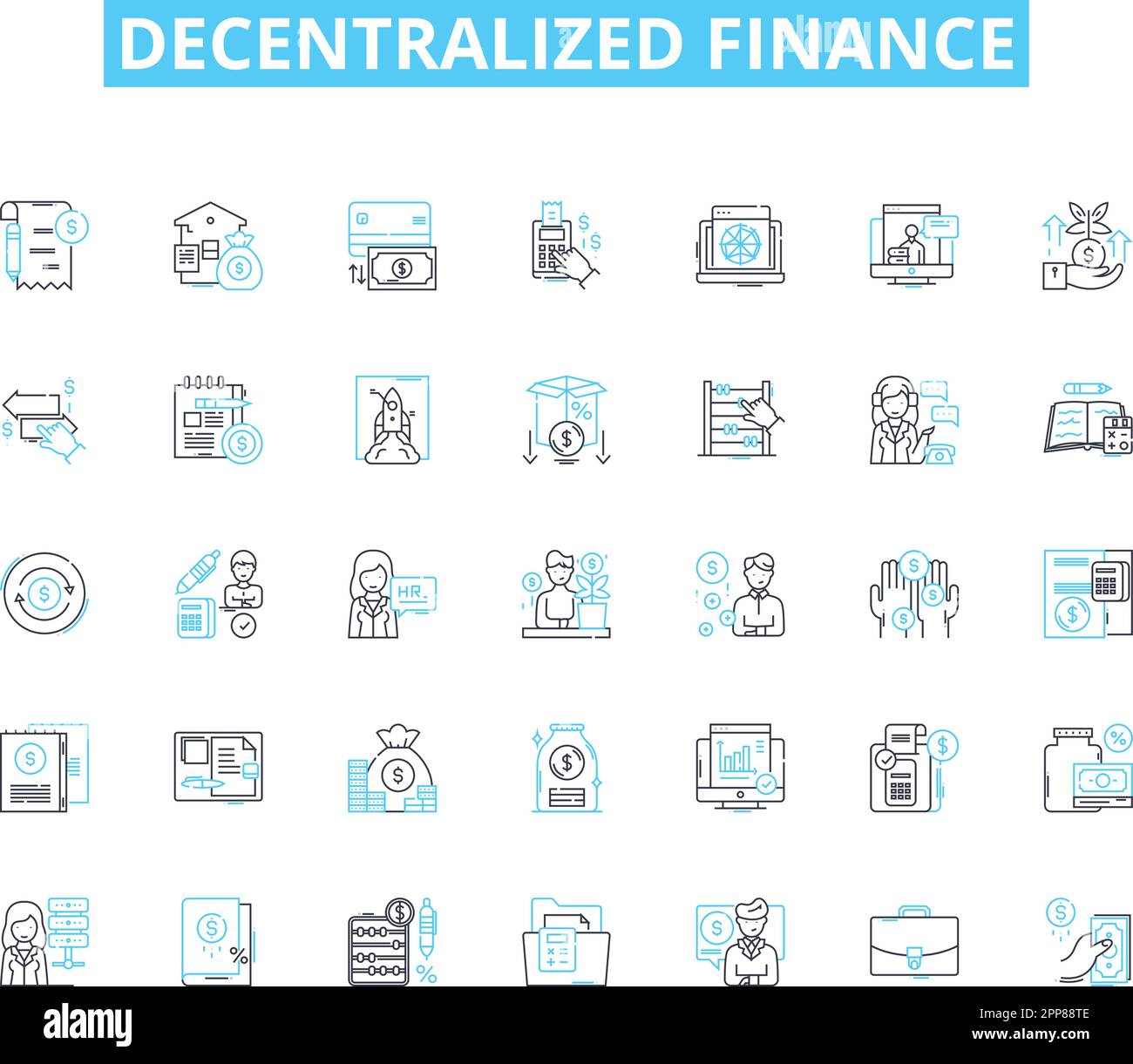 Decentralized finance linear icons set. DeFi, Decentralized, Blockchain ... Decentralized finance linear icons set. DeFi, Decentralized, Blockchain ...