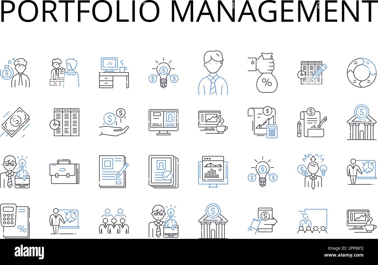 portfolio management line icons collection. Investment planning, Asset ...