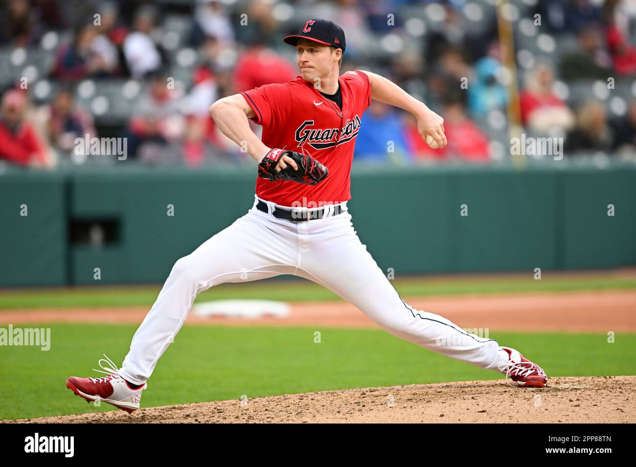 Cleveland Guardians relief pitcher Tim Herrin delivers during the ...