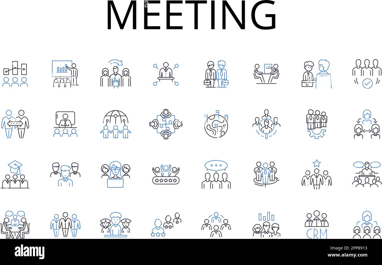 Meeting Line Icons Collection Conference Assembly Session Gathering Summit Encounter