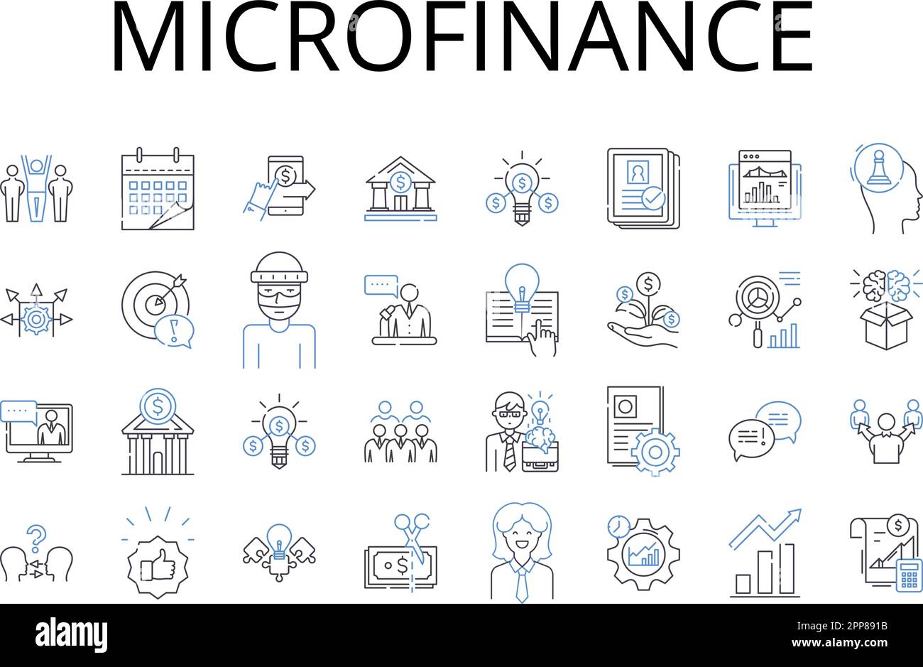 microfinance line icons collection. Crowd funding, Peer-to-peer lending ...