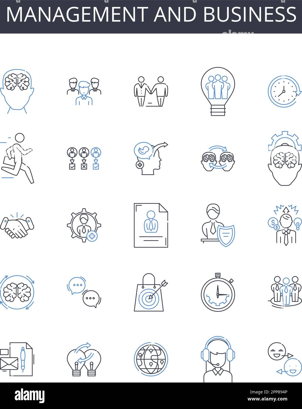 Management and business line icons collection. Relaxation, Therapy ...