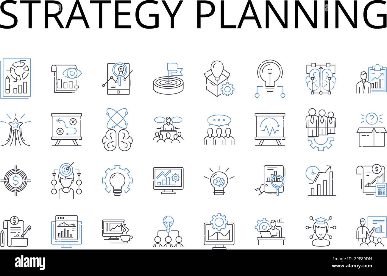 Strategy planning line icons collection. Goal setting, Action plan ... Strategy planning line icons collection. Goal setting, Action plan ...