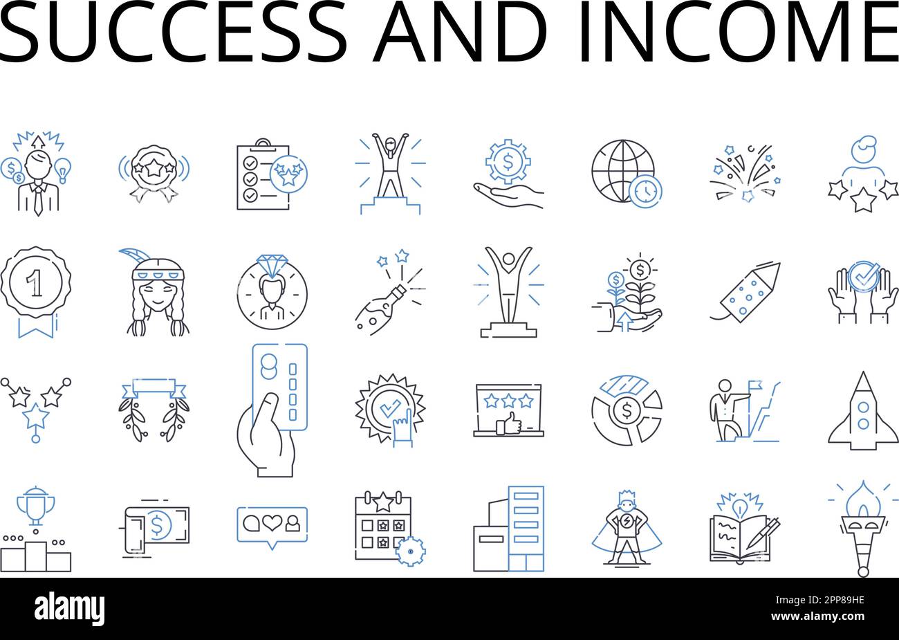 Success and income line icons collection. Prosperity, Accomplishment ...