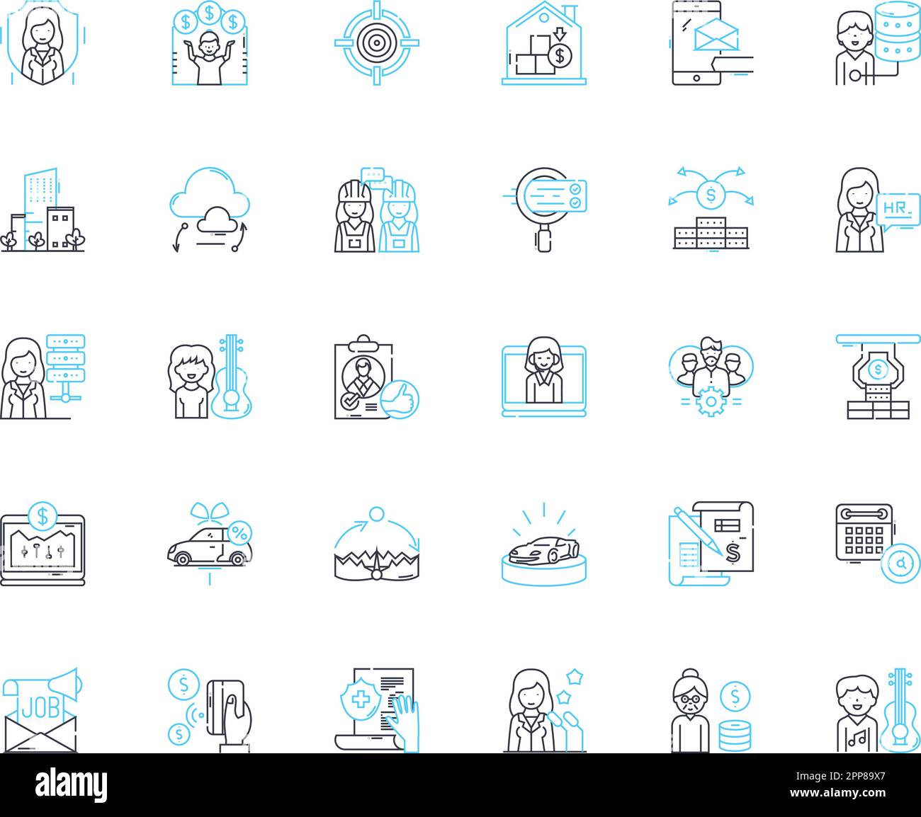 Occupation and Vitae linear icons set. Qualifications, Experience ...