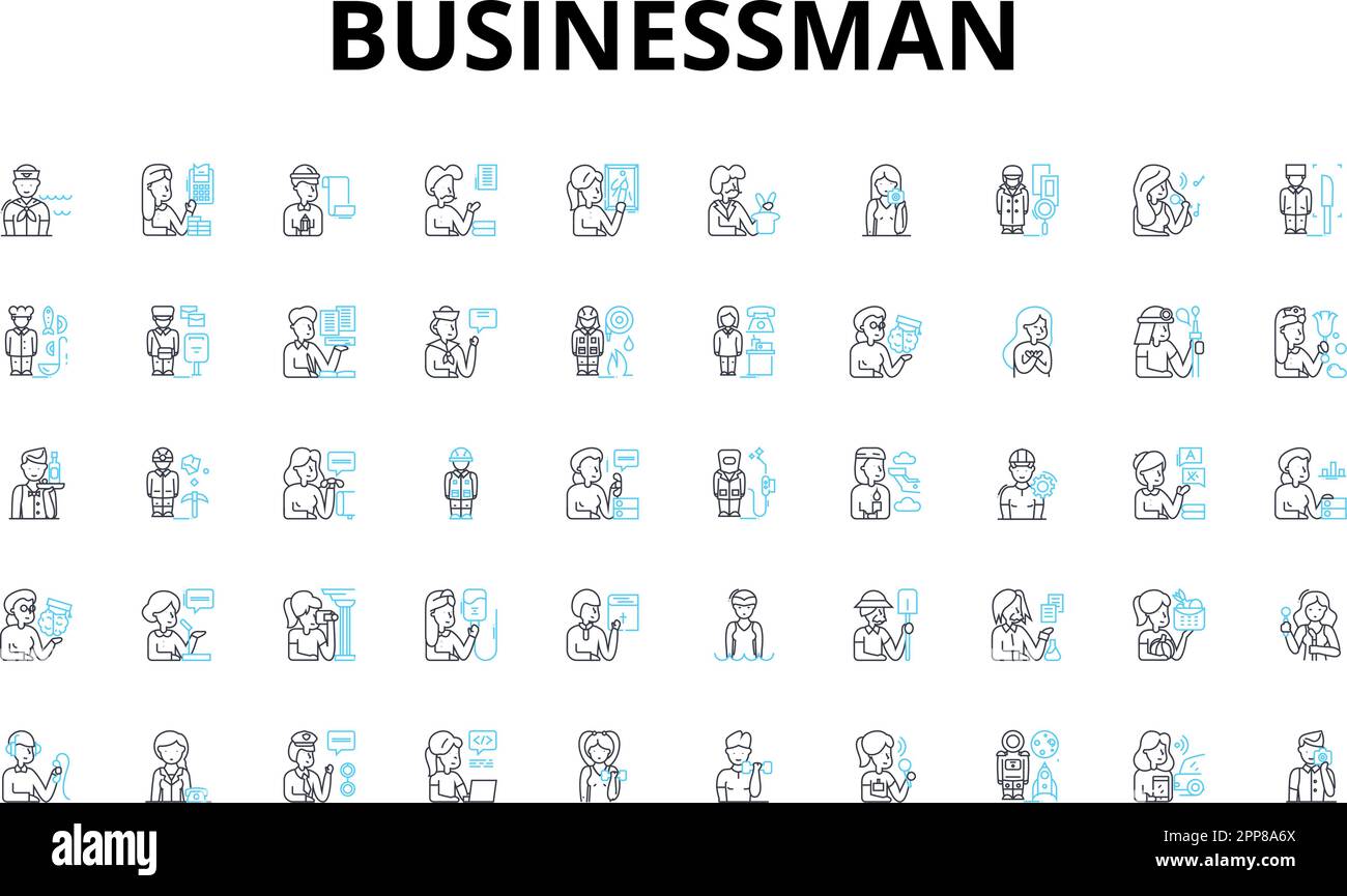 Businessman linear icons set. Entrepreneur, Executive, Manager, CEO ...
