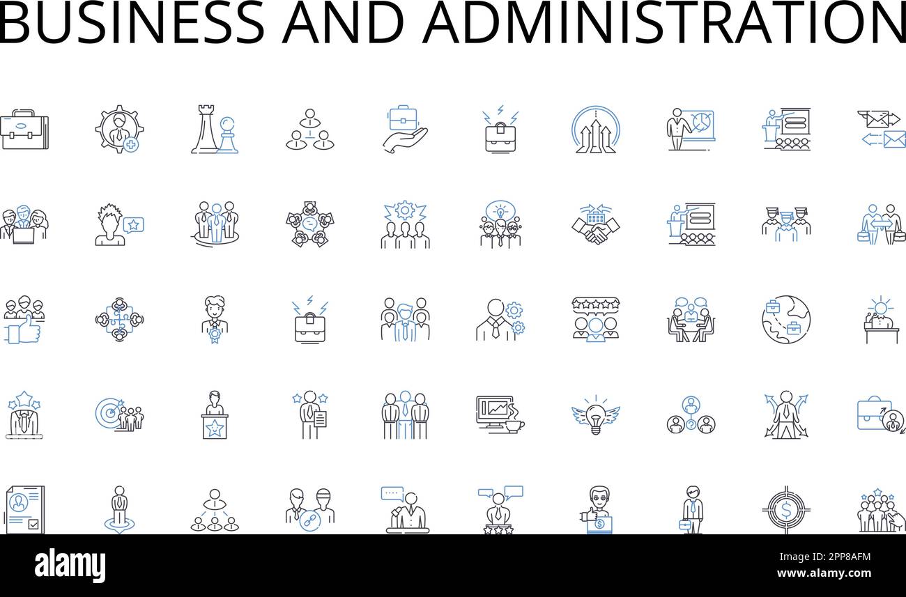 Business and administration line icons collection. Leadership, Strategy ...
