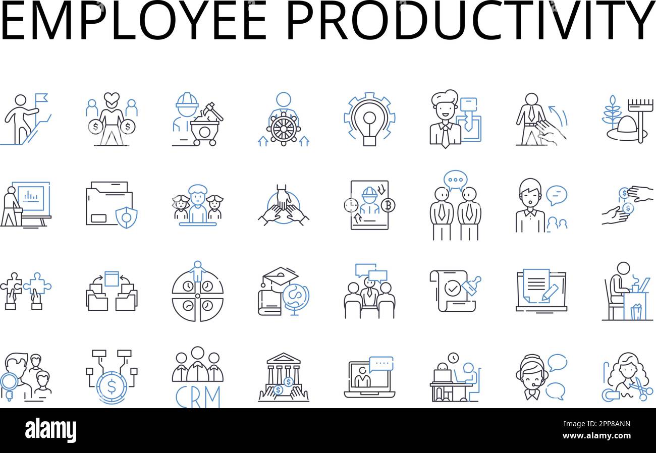 Employee productivity line icons collection. Job satisfaction, Work ... Employee productivity line icons collection. Job satisfaction, Work ...