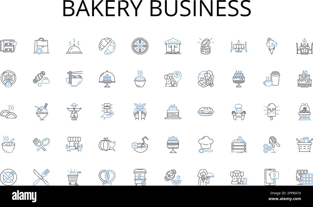 Bakery business line icons collection. Logistics, Collaboration ...