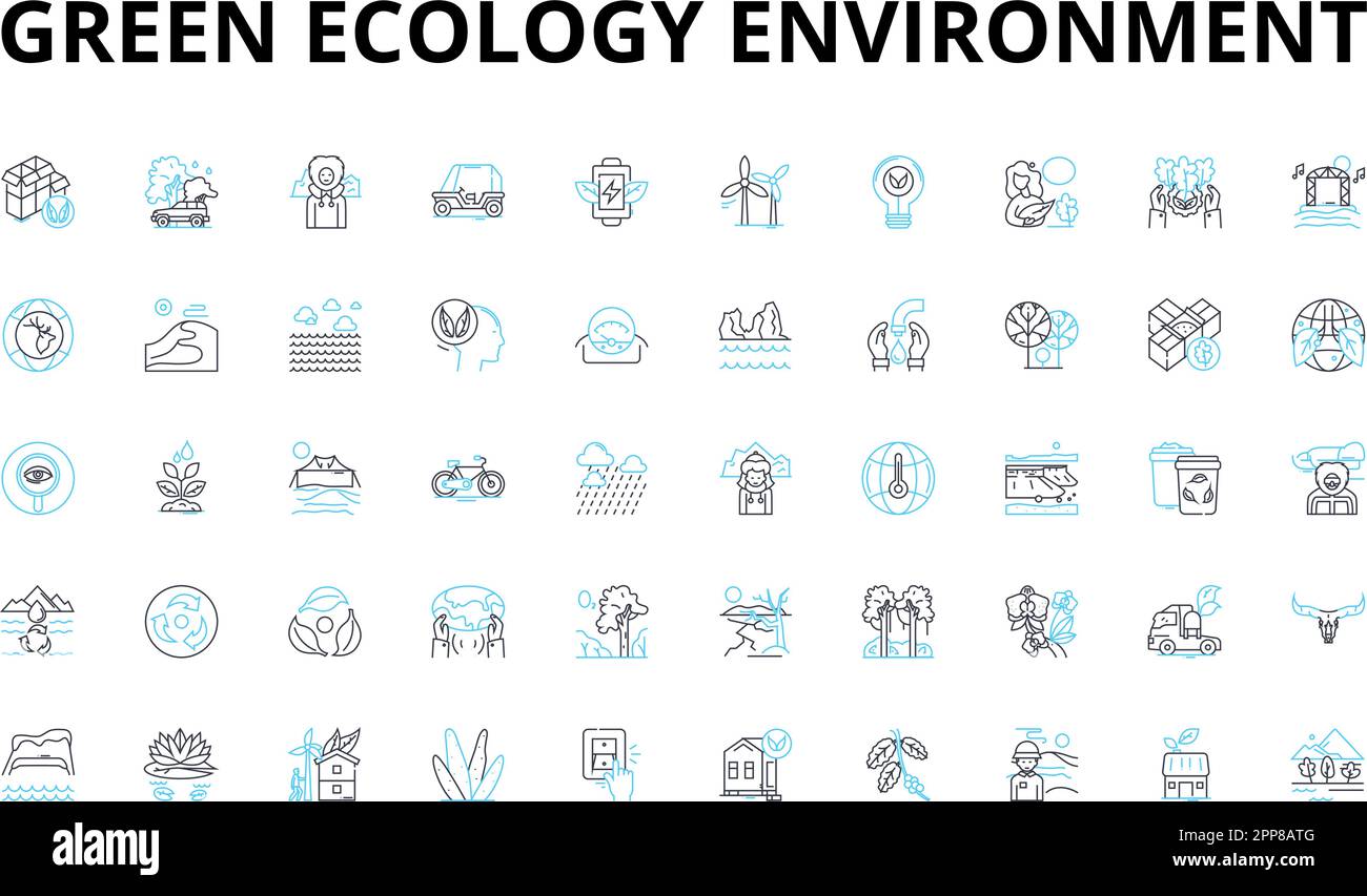 Green Ecology Environment Linear Icons Set Sustainability Recycling