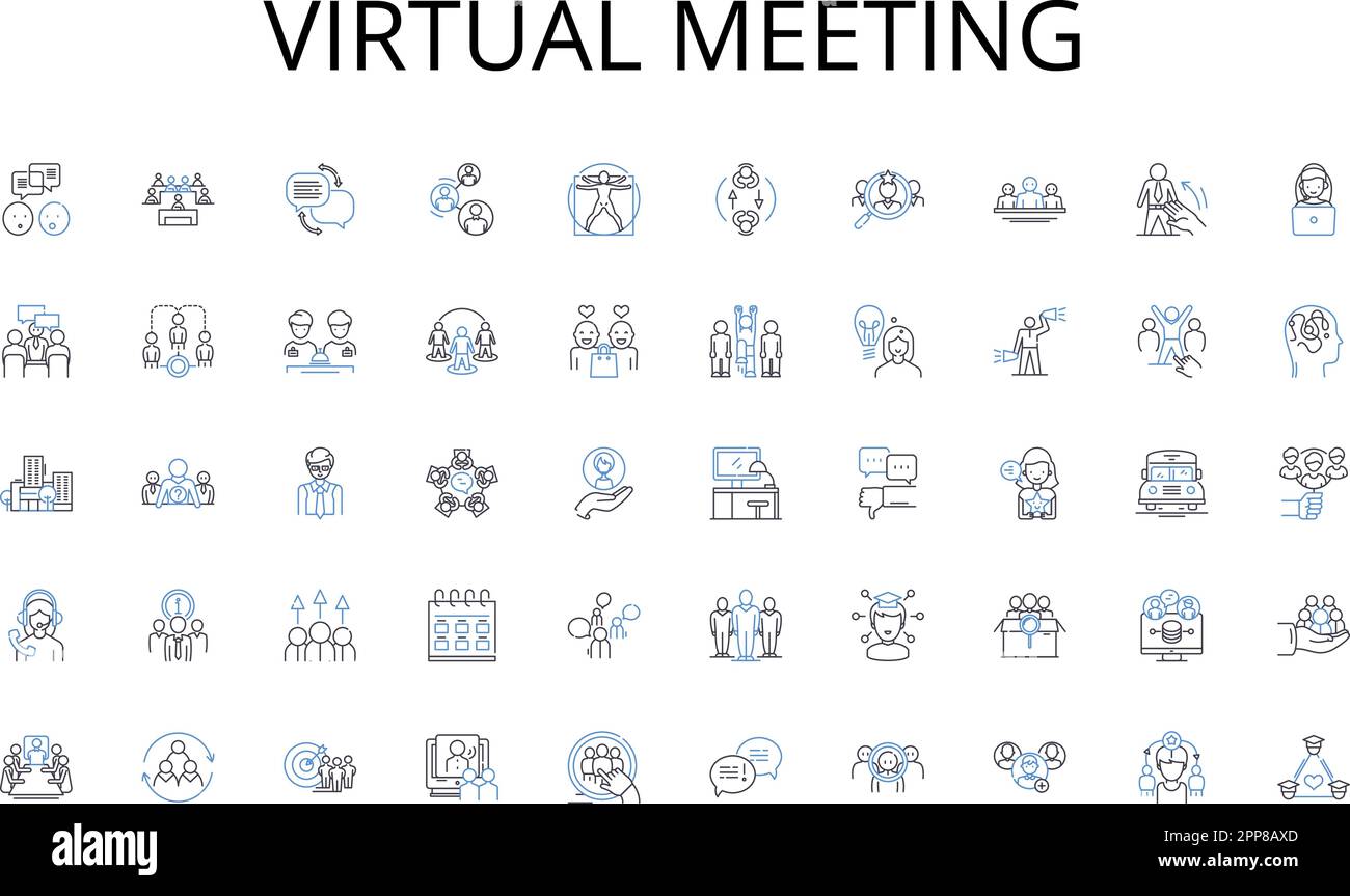 Virtual meeting line icons collection. Nerking, Collaboration, Workshop, Presentation, Seminar ...