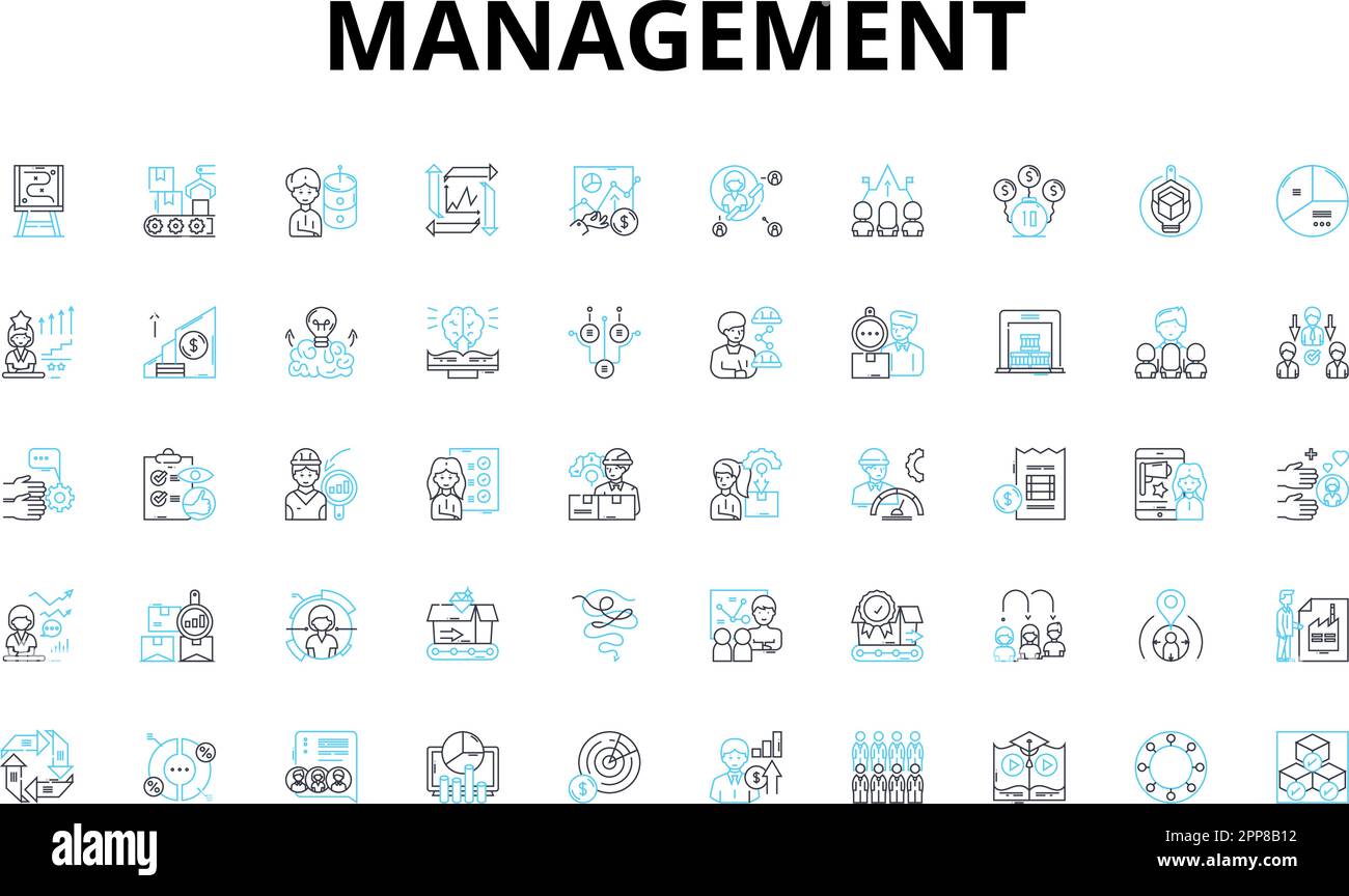 Management linear icons set. Leadership, Strategy, Organization ...