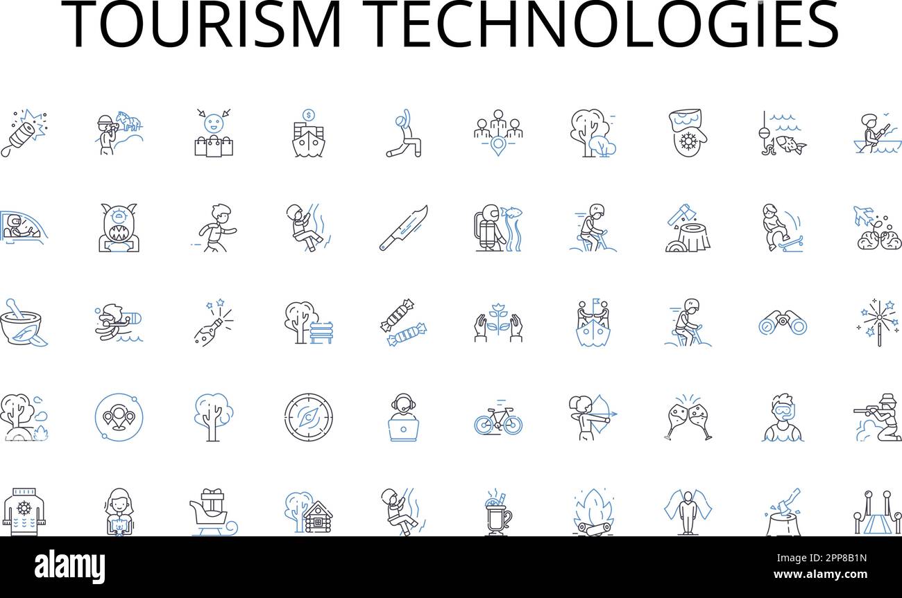 Tourism technologies line icons collection. Welcoming, Attractive ... Tourism technologies line icons collection. Welcoming, Attractive ...