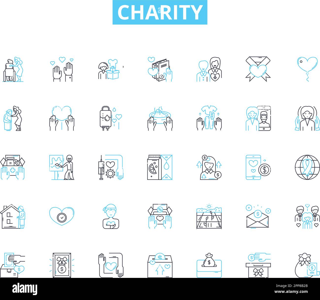 Charity linear icons set. Philanthropy, Generosity, Altruism ...