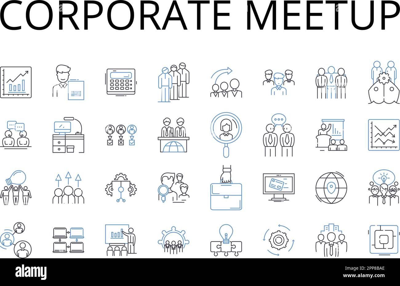 Corporate meetup line icons collection. Business conference, Executive ...