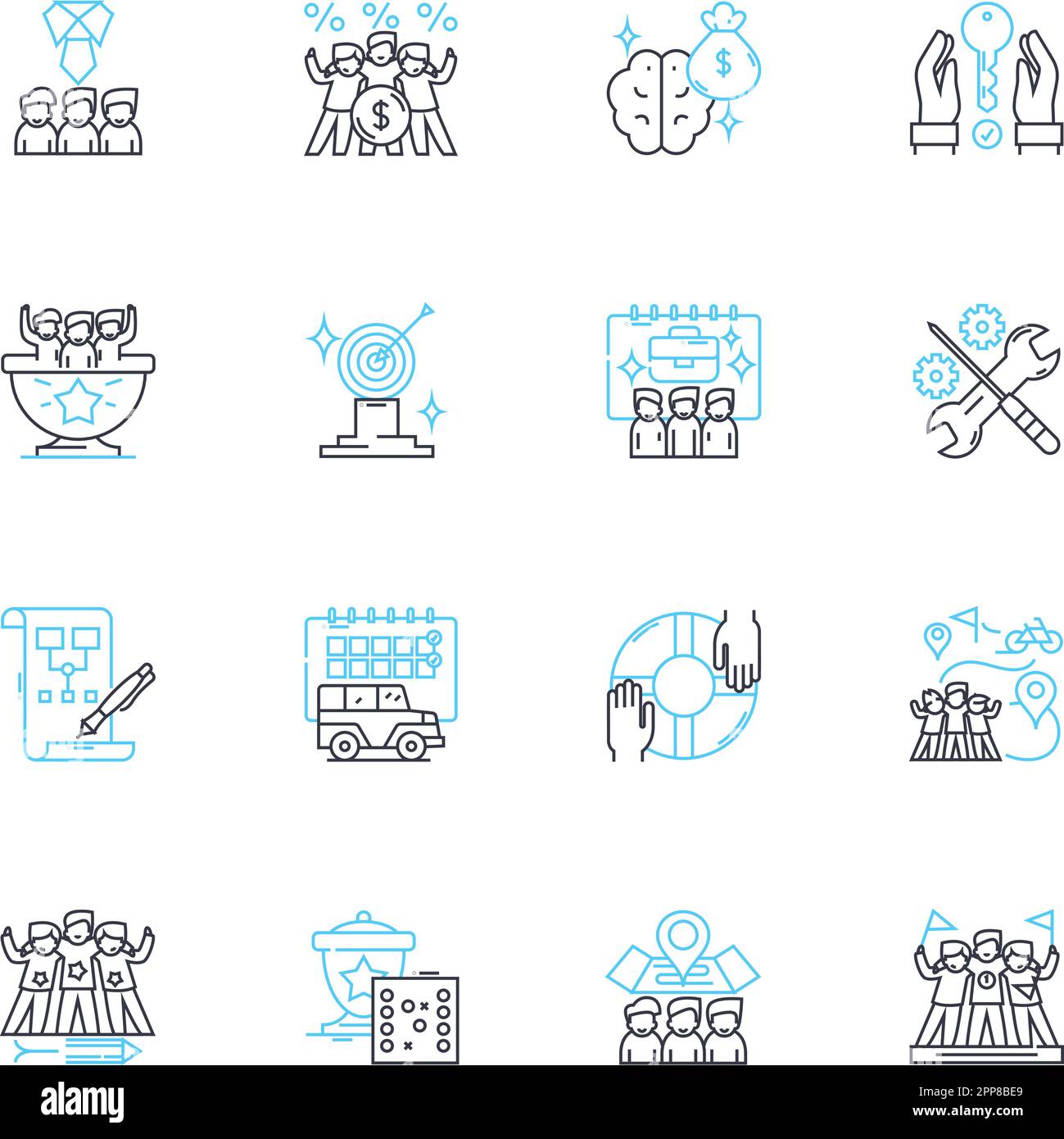 Society linear icons set. Culture, Diversity, Inclusion, Equality, Justice, Democracy, Progress ...