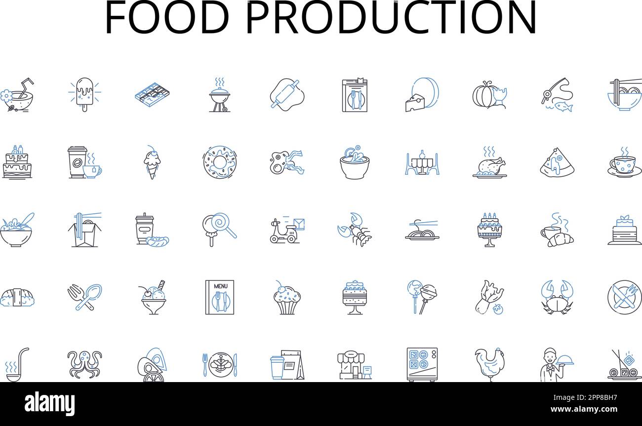 Food production line icons collection. Online, Store, Shopping, Retail ...