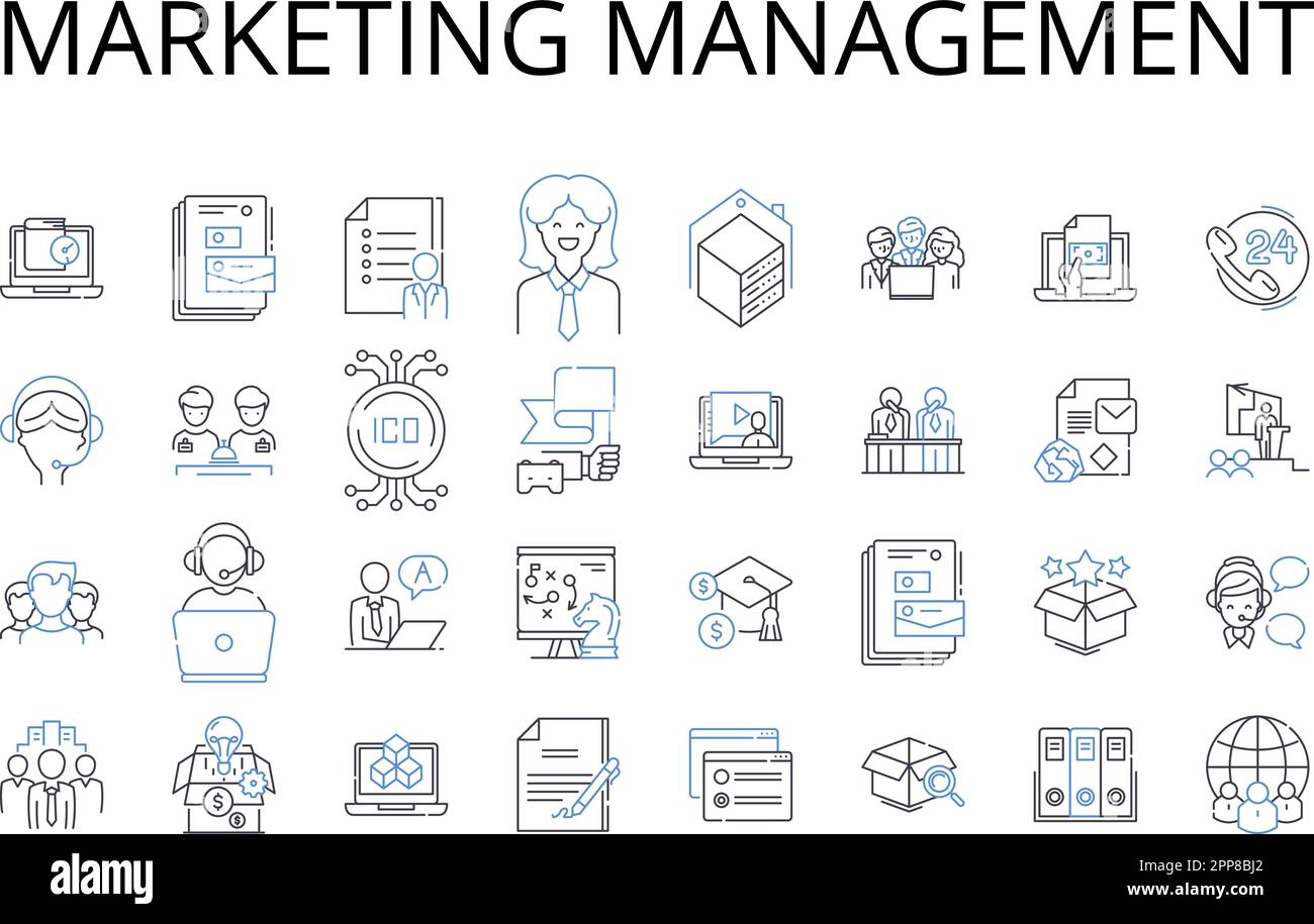 Marketing management line icons collection. Sales strategy, Business ...