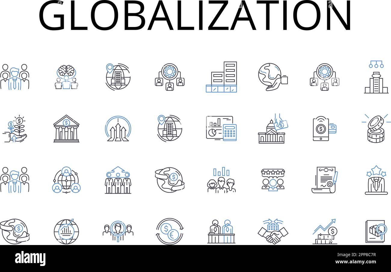 Globalization Line Icons Collection Urbanization Digitization Modernization