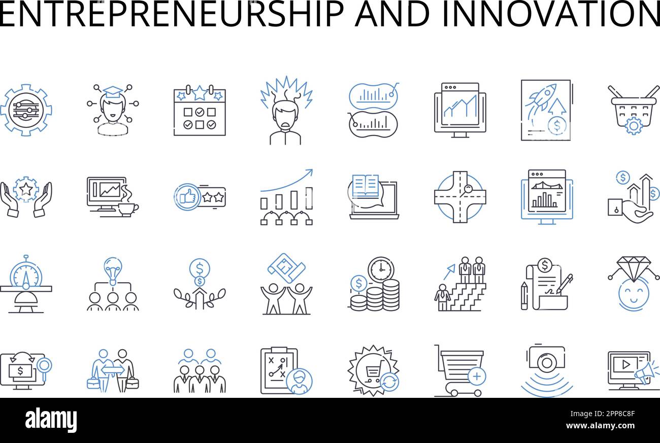 Entrepreneurship and Innovation line icons collection. Creativity and ...
