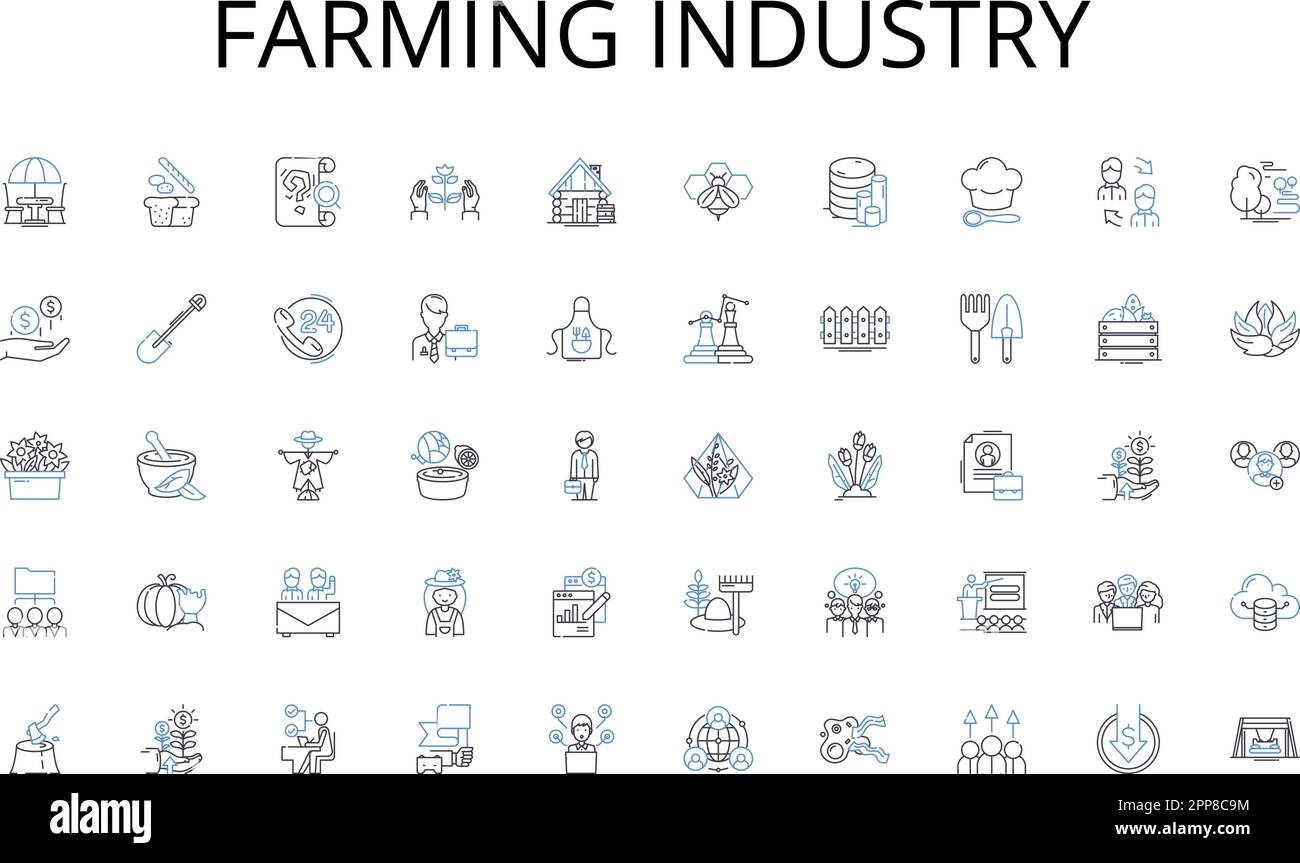 Farming industry line icons collection. Recruitment, Applications ...
