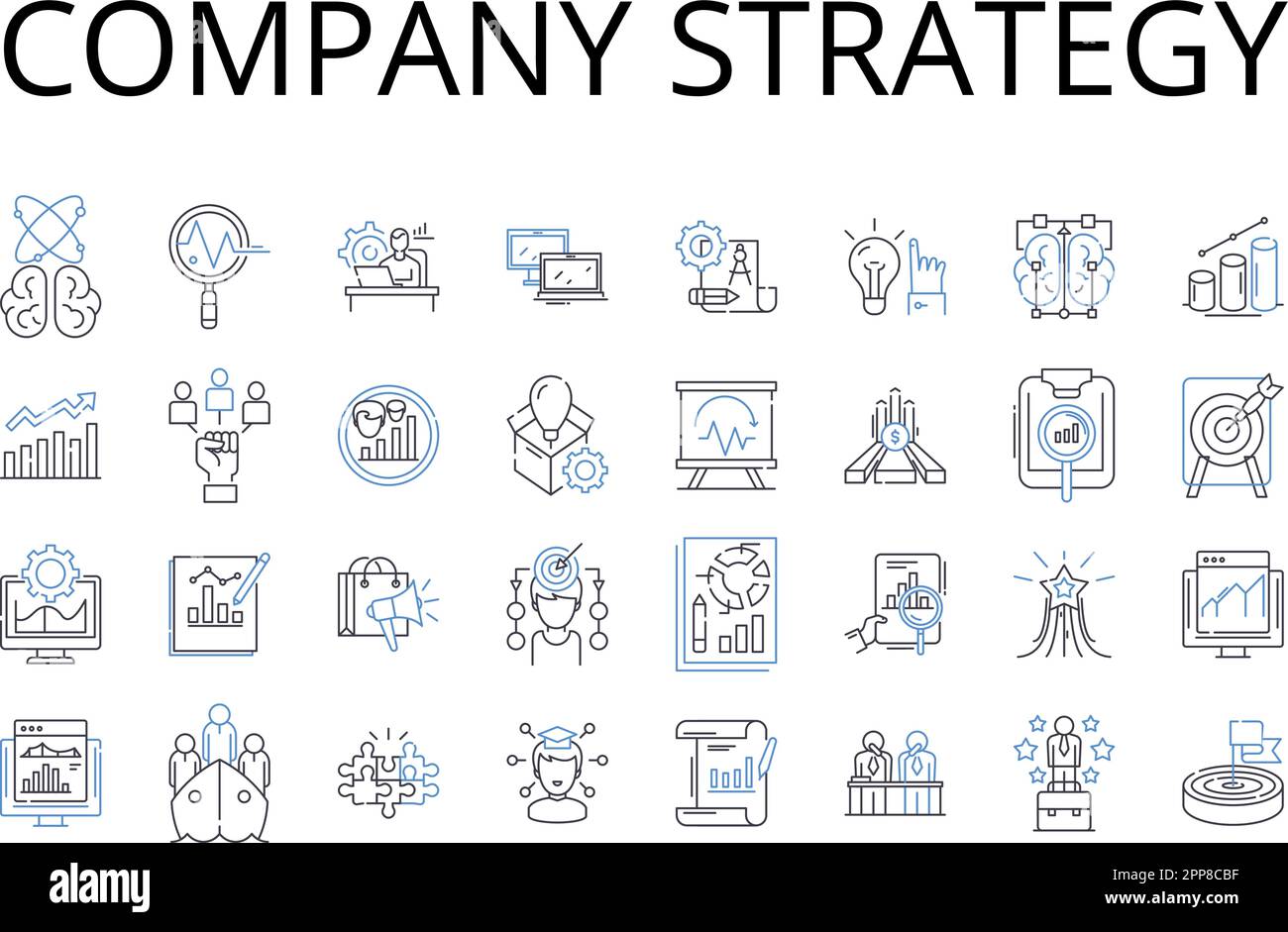 Company strategy line icons collection. Marketing plan, Business model ...