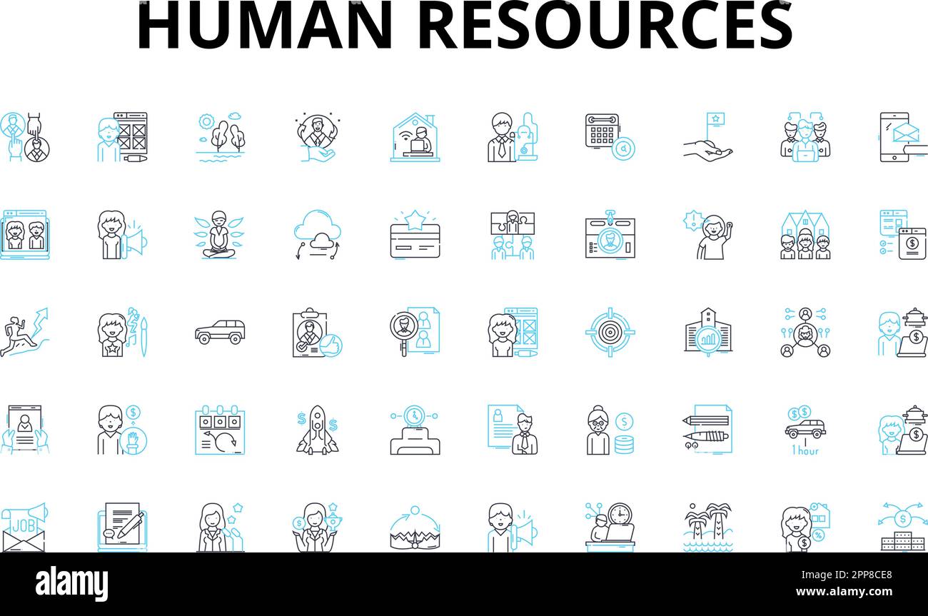 Human resources linear icons set. Recruitment, Hiring, Onboarding ...