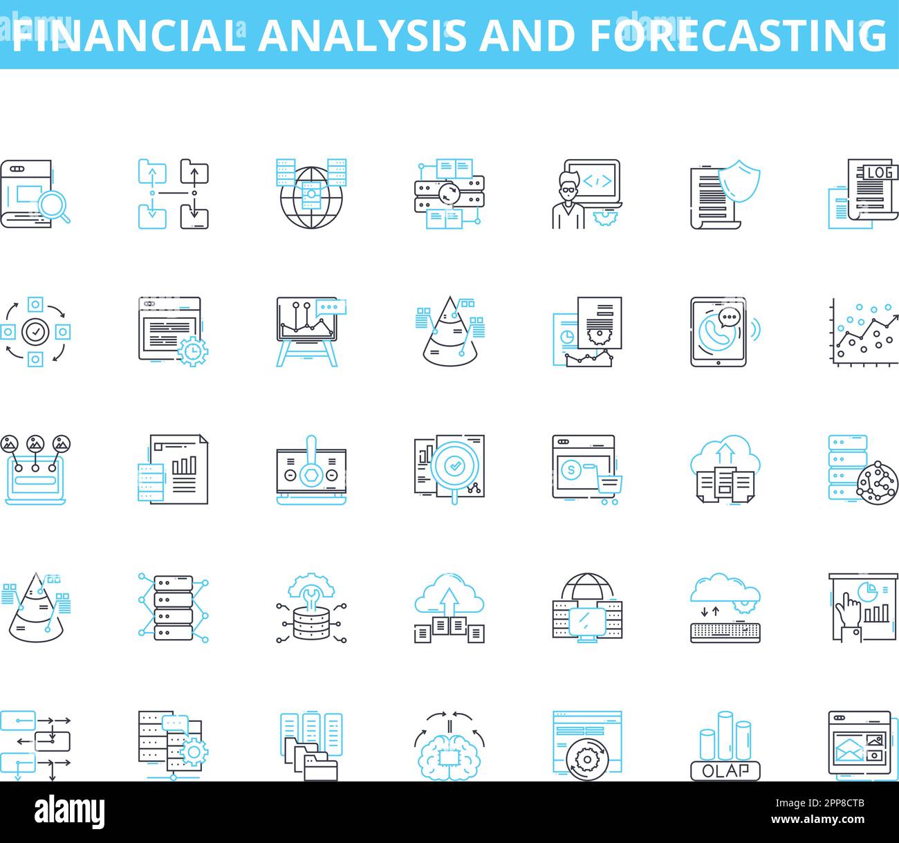 Financial Analysis And Forecasting Linear Icons Set Risk Revenue