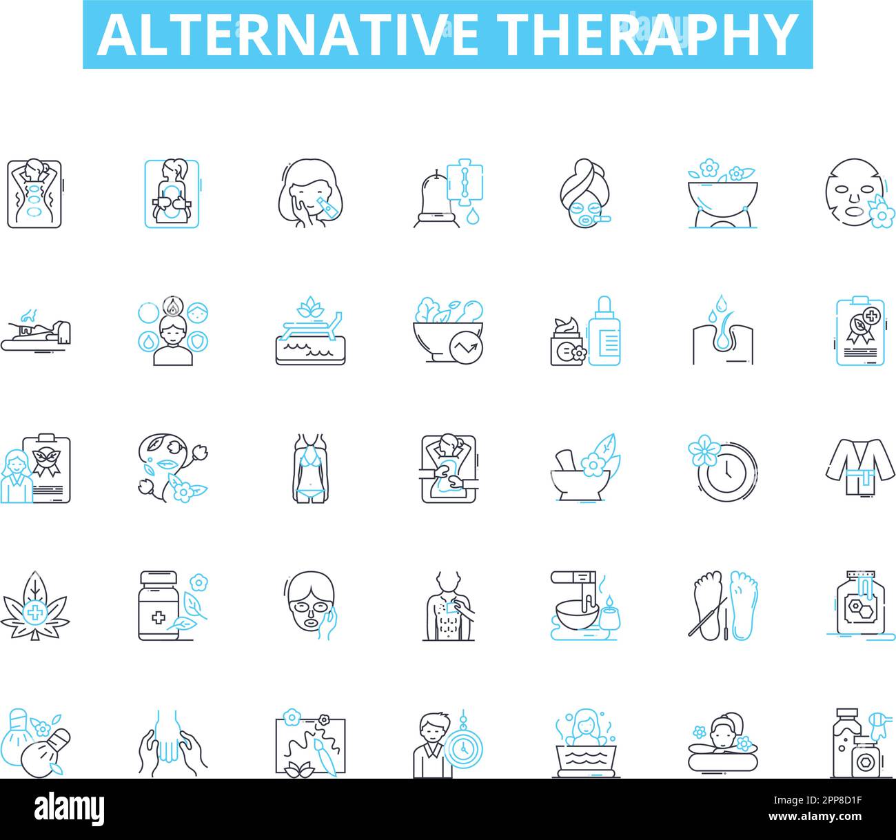 Alternative theraphy linear icons set. Acupuncture, Aromatherapy ...