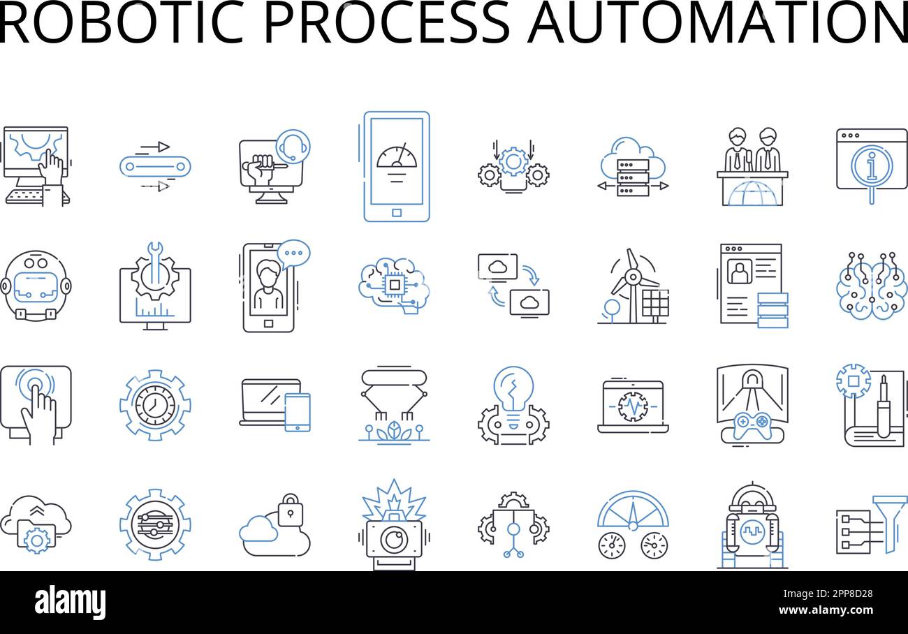 Robotic process automation line icons collection. Artificial ... Robotic process automation line icons collection. Artificial ...