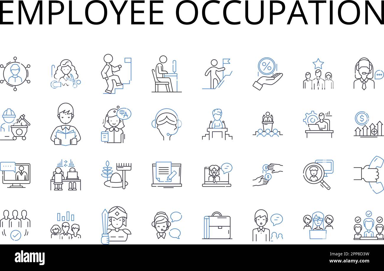 Employee occupation line icons collection. Business profession, Work ...