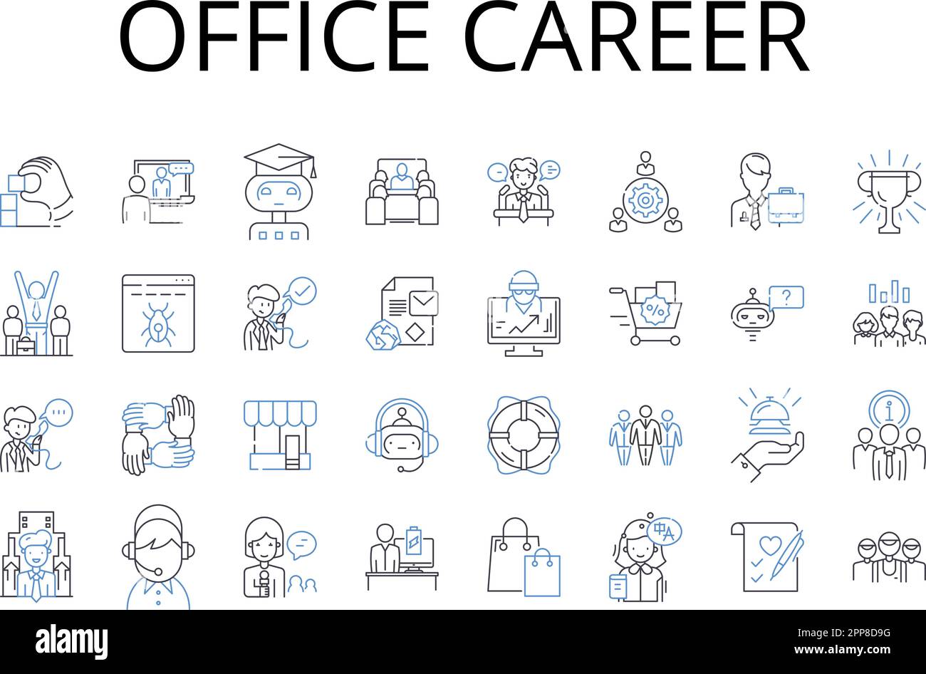 Office career line icons collection. Corporate ladder, Professional ...