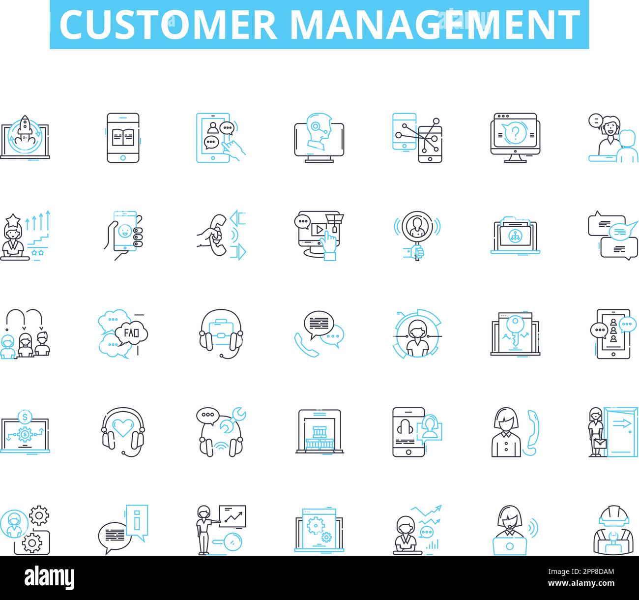 Customer management linear icons set. Service, Satisfaction, Loyalty ... Customer management linear icons set. Service, Satisfaction, Loyalty ...