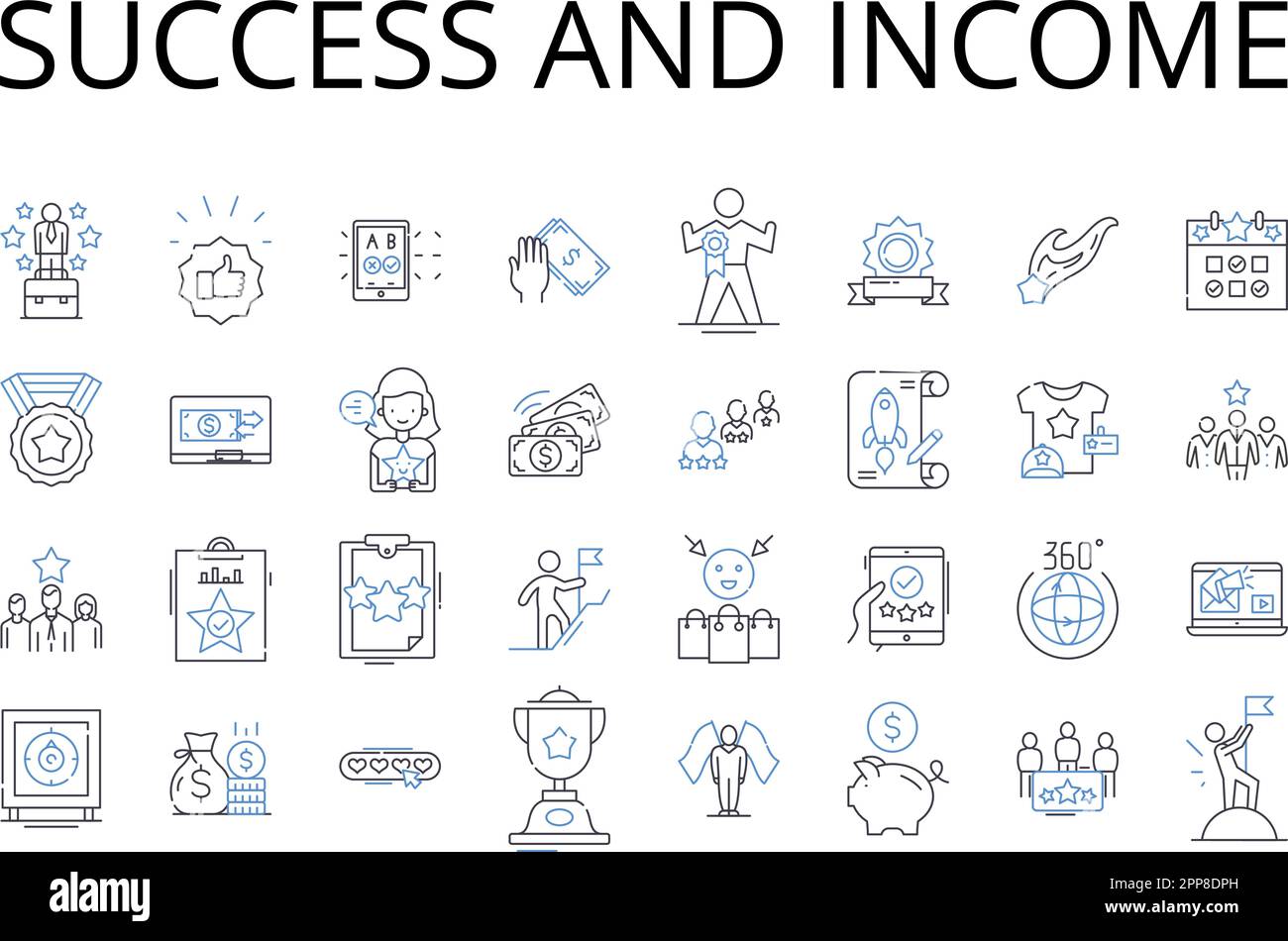 Success and income line icons collection. Prosperity, Accomplishment ...