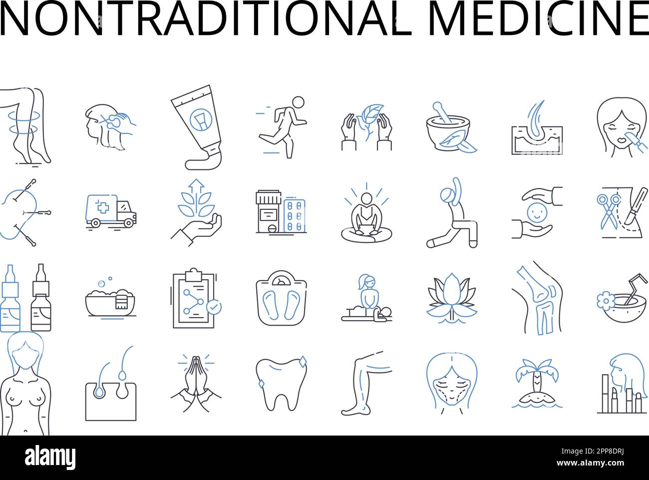 Nontraditional medicine line icons collection. Alternative medicine ...