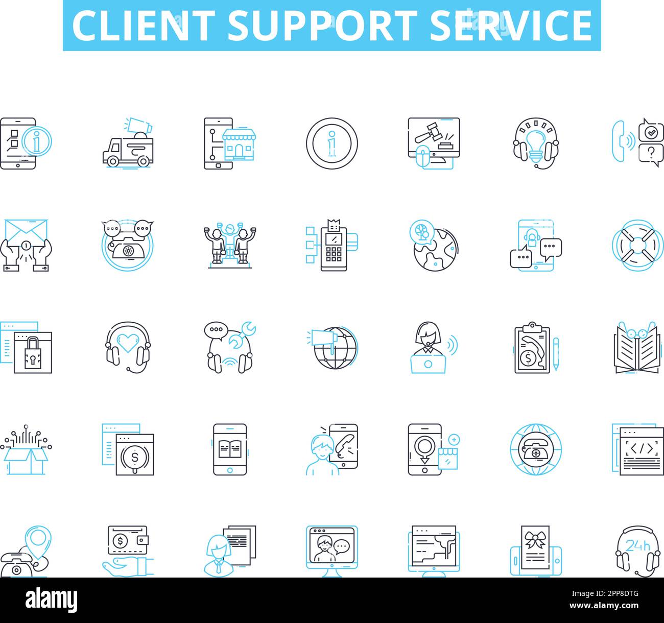Client Support Service Linear Icons Set Satisfaction Assistance