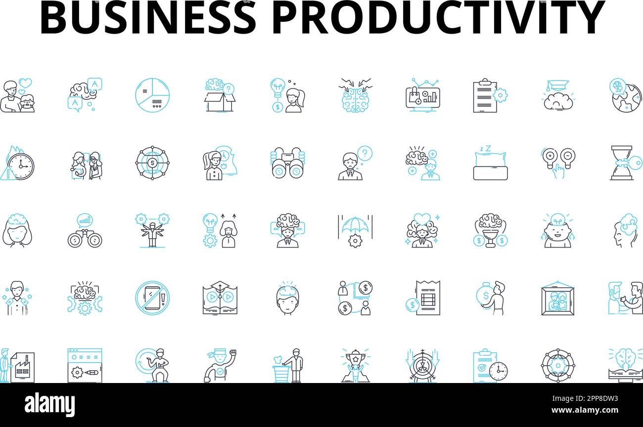 Business productivity linear icons set. Efficiency, Optimization ...