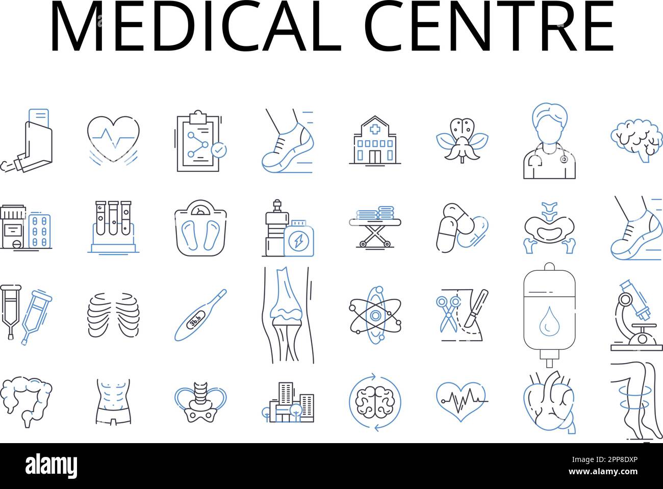 Medical centre line icons collection. Hospital, Clinic, Health center ...