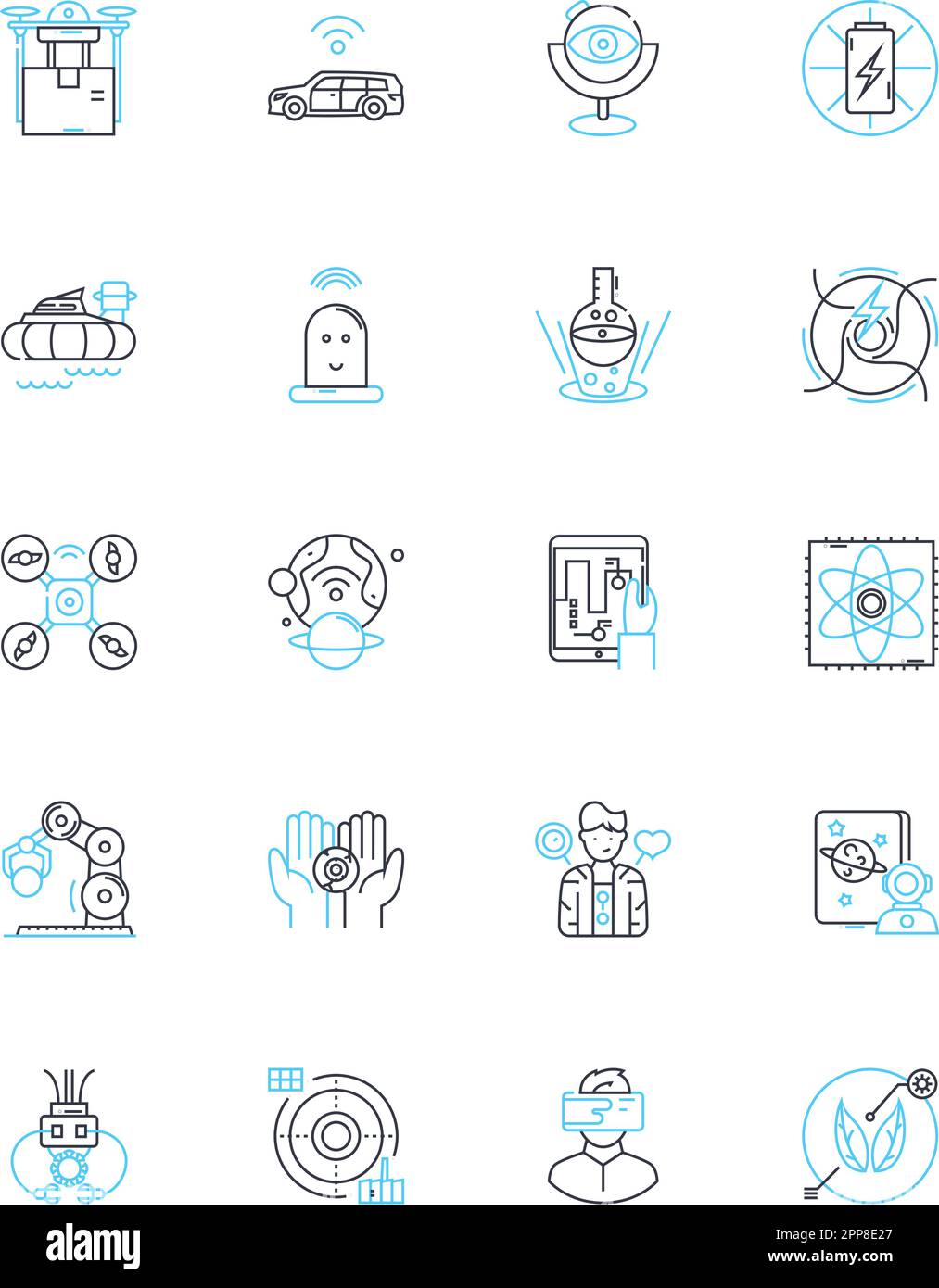 Advanced innovations linear icons set. Futuristic, Cutting-edge ...