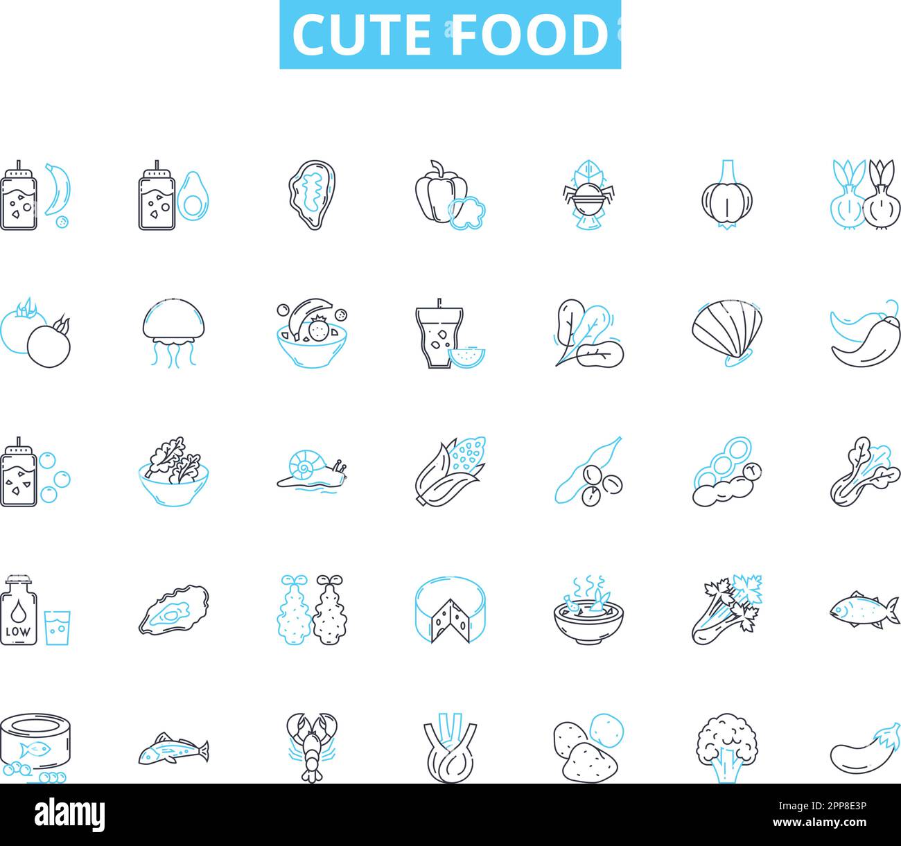 Cute food linear icons set. Adorable, Sweet, Whimsical, Fun, Charming ...