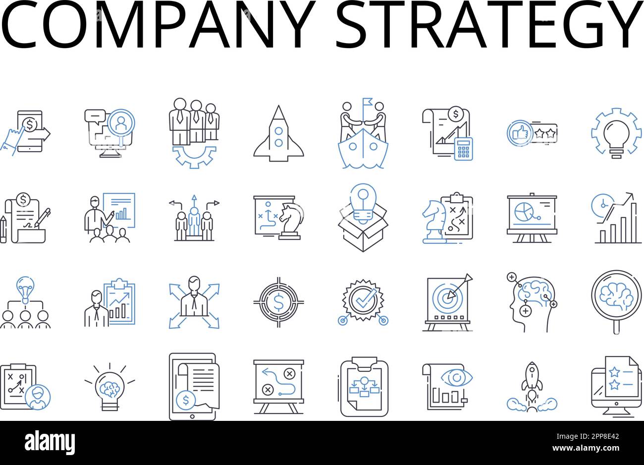 Company strategy line icons collection. Marketing plan, Business model ...