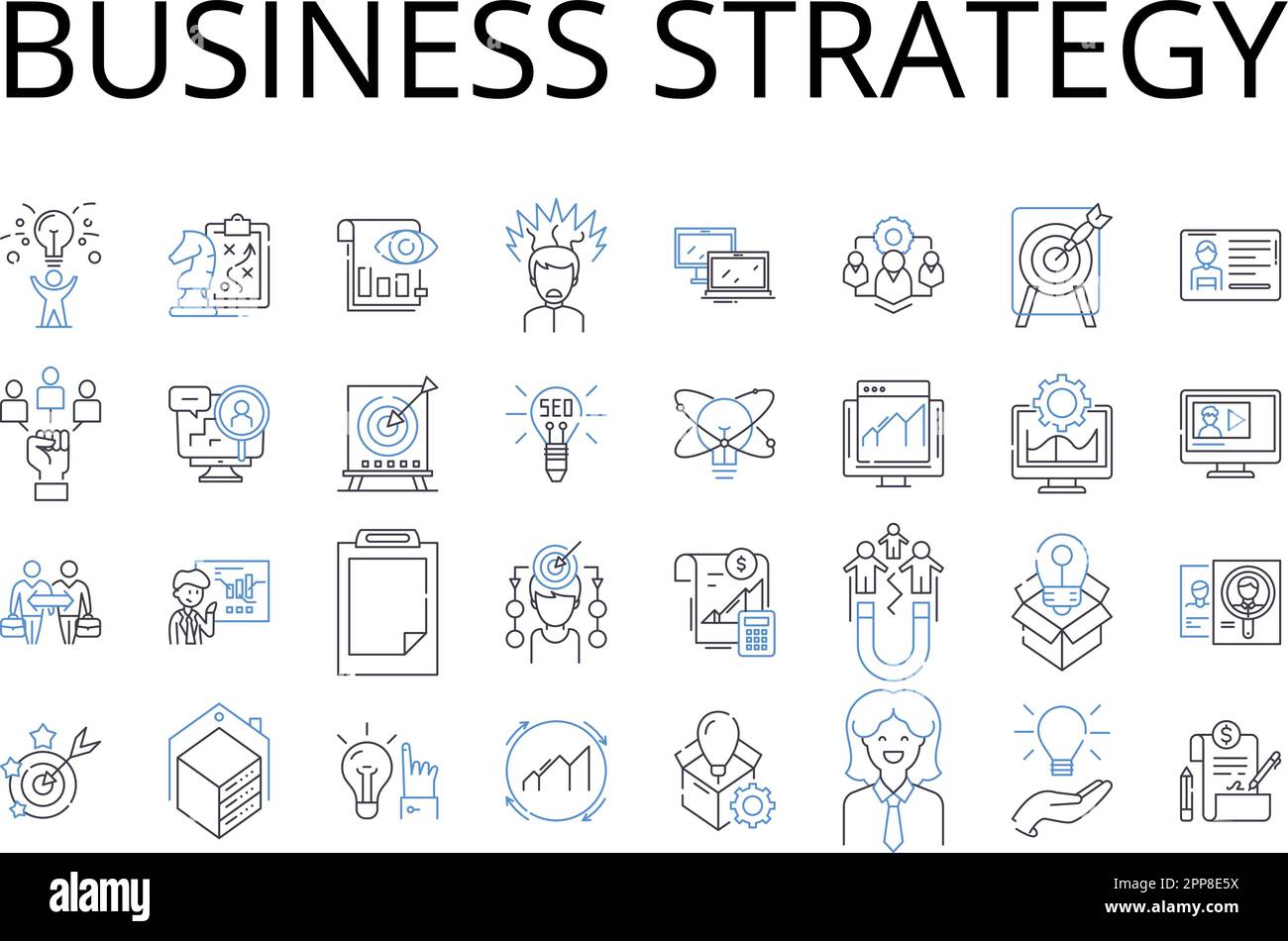 Business strategy line icons collection. Marketing plan, Accounting ...