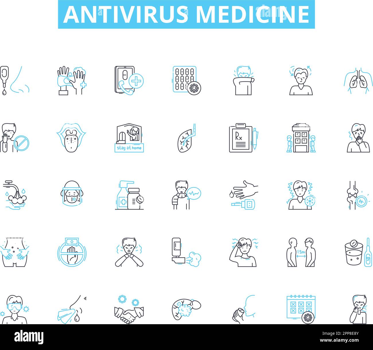 Antivirus medicine linear icons set. Protection, Security, Safety ...