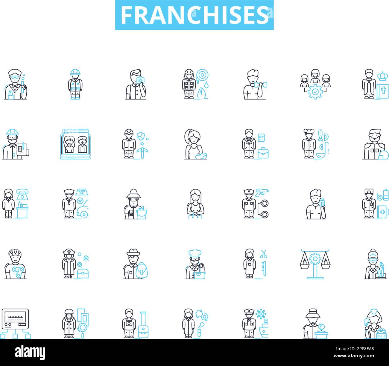 Franchises linear icons set. Opportunity, Investment, Partnership ...