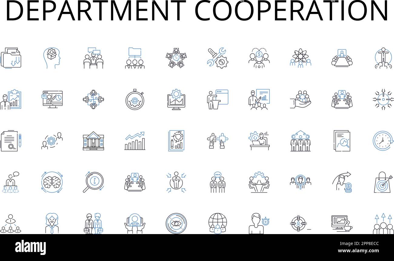 Department cooperation line icons collection. Assembly, Compnts ...