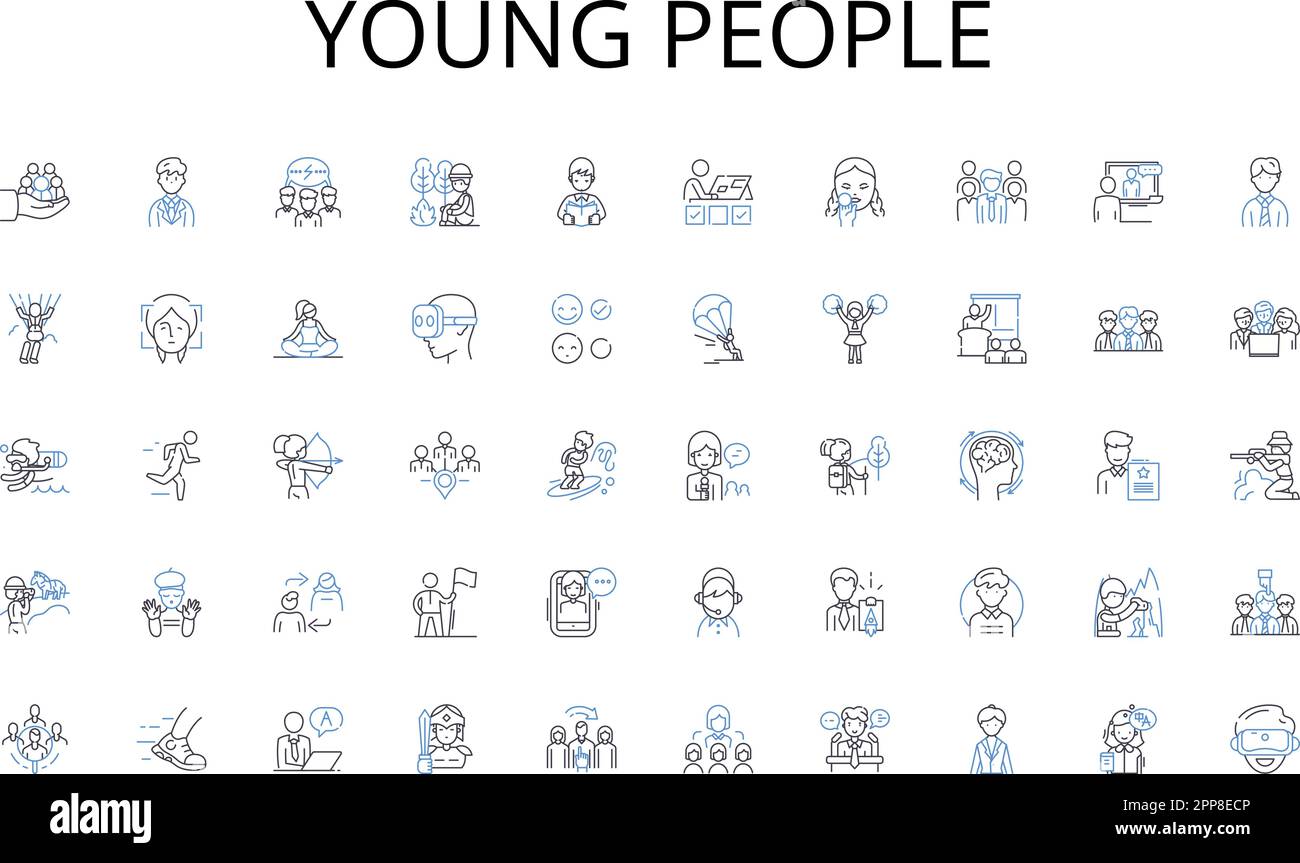 Young people line icons collection. Fresh, Organic, Produce, Convenience, Quality, Selection ...