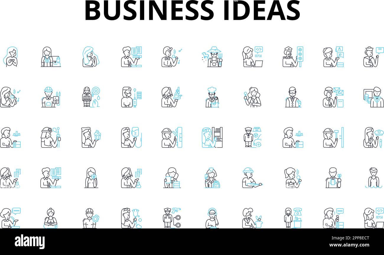 Business ideas linear icons set. Innovation, Entrepreneurship, Startups ...