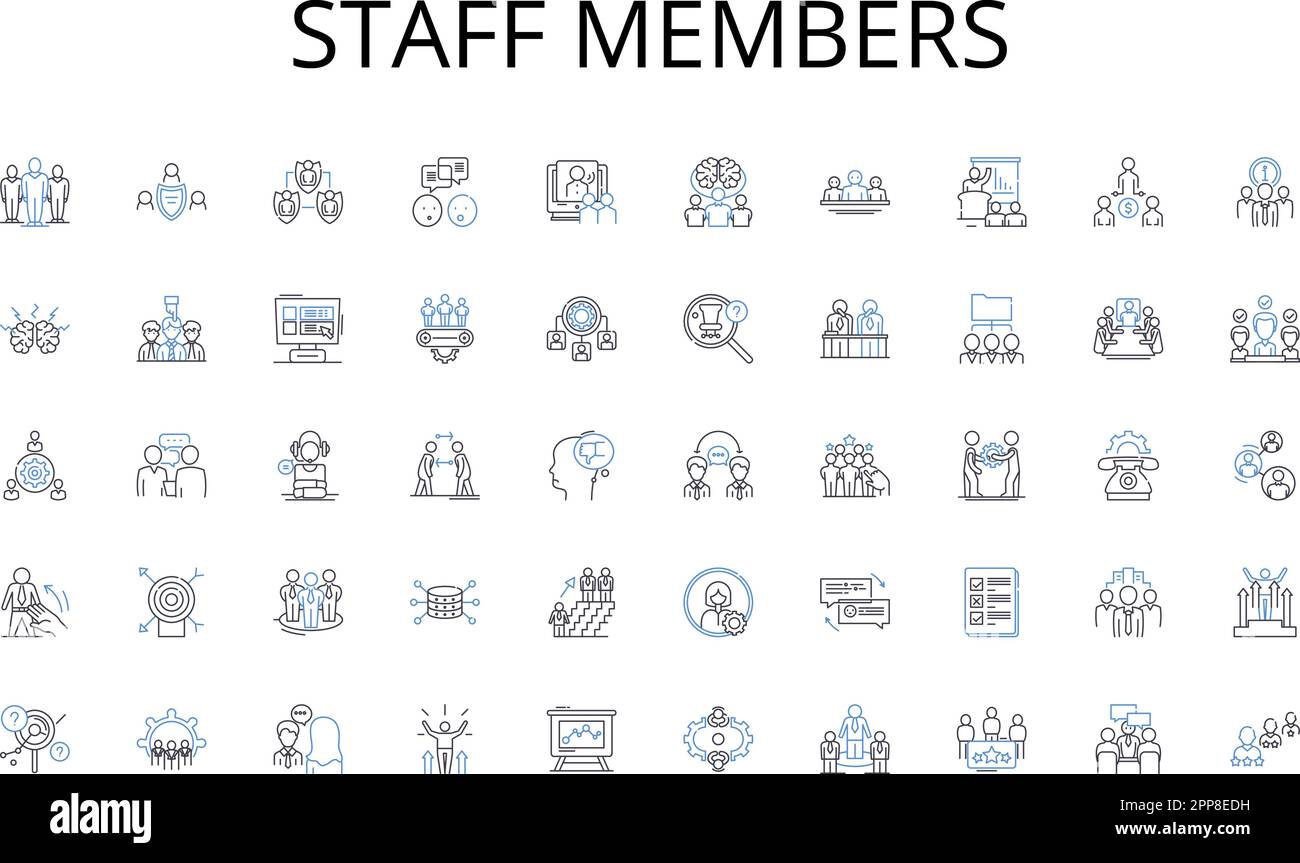 Staff members line icons collection. Strategy, Analysis, Budget ...