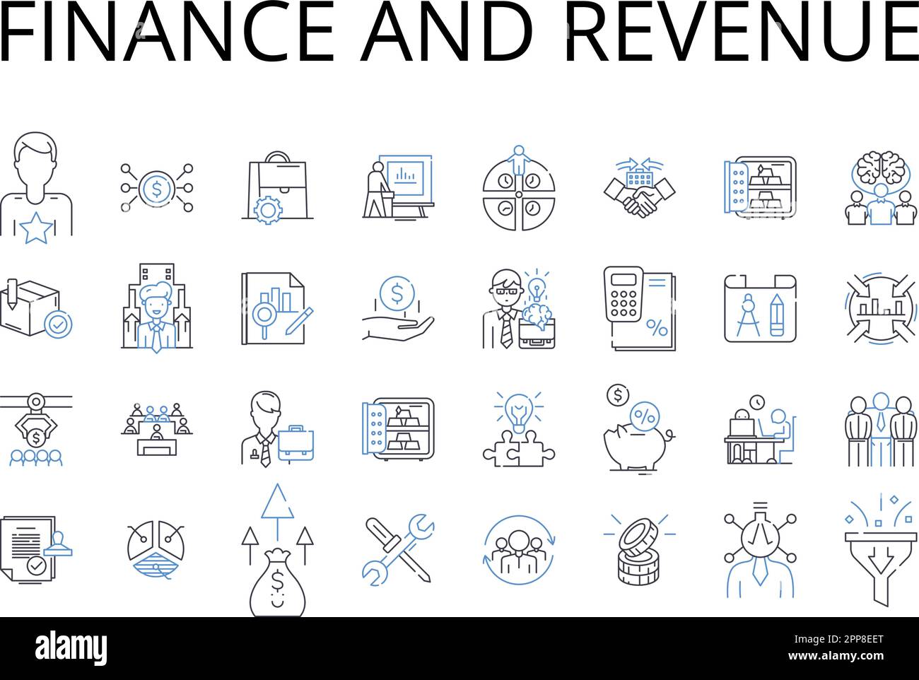 Finance and revenue line icons collection. Money management ...